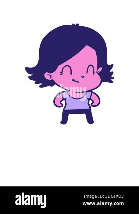 rise and float animation of cartoon friendly girl Stock Video Footage ...