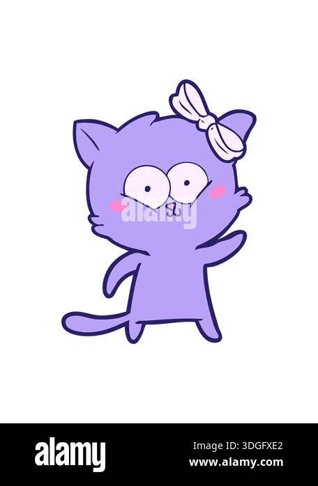 shine light effect animation of cartoon character cat fun drawing Stock ...