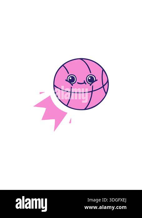 starburst effect animation of flat color retro cartoon of a basketball ...