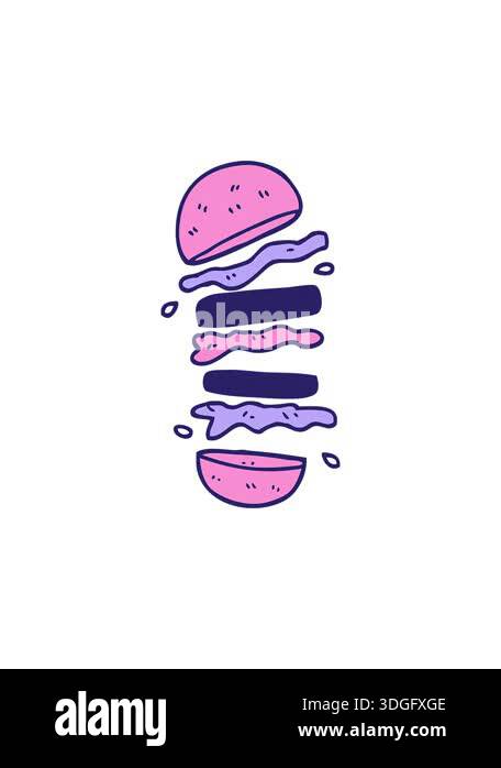 starburst effect animation of cartoon doodle burger Stock Video Footage ...