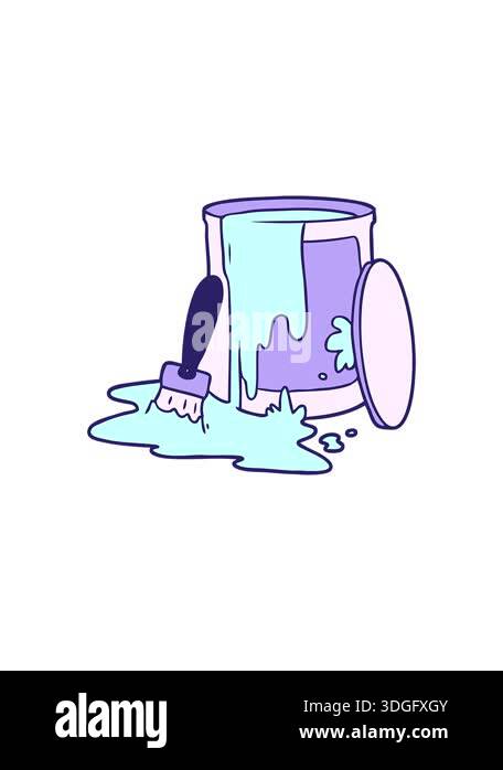 splitting effect animation of cartoon paint bucket Stock Video Footage ...