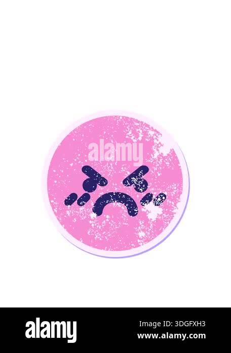 rise and float animation of angry mean face circular sticker Stock ...