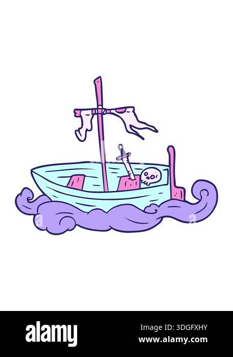 bobbing motion animation of a cartoon old shipwrecked boat Stock Video ...