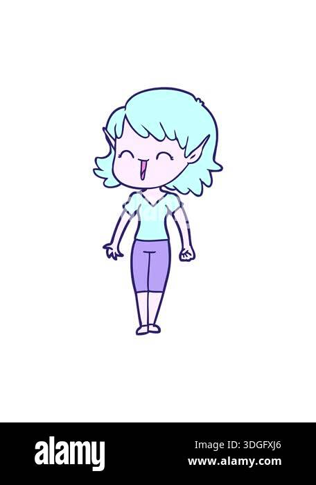 bob and pause animation of cartoon elf girl image Stock Video Footage ...