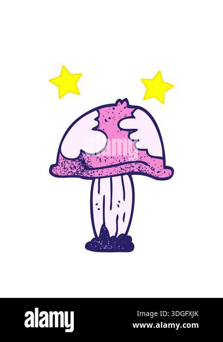 spinning stars animation of cartoon doodle of poisonous toadstool Stock ...