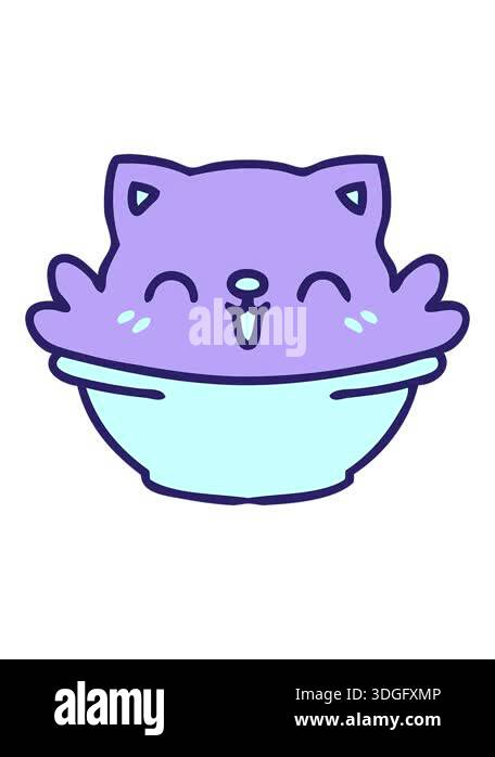 bob and pause animation of cartoon of some sort of cute cat pudding ...