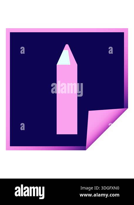 neon light effect animation of pink coloring pencil graphic vector ...