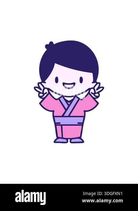 pressure popping animation of a japanese man celebrating in traditional ...