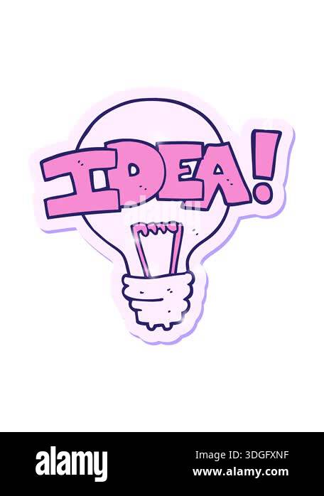 glitter effect animation of sticker of a cartoon idea light bulb symbol ...