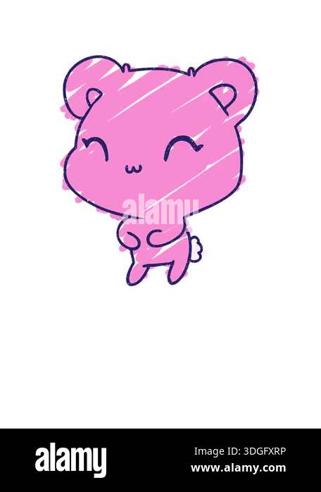 rise and float animation of Cute Bear Chalk Drawing Stock Video Footage ...