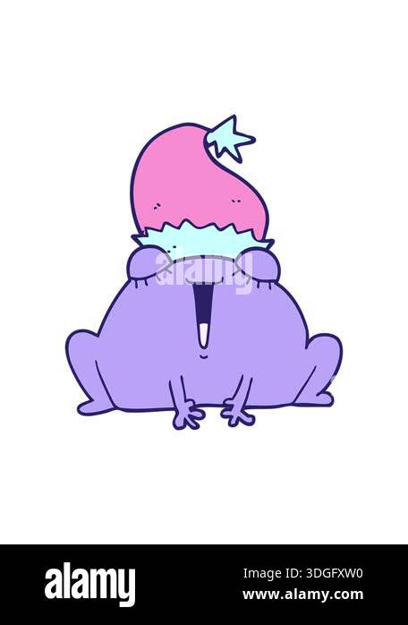 jiggle and pause animation of cute cartoon christmas frog Stock Video ...