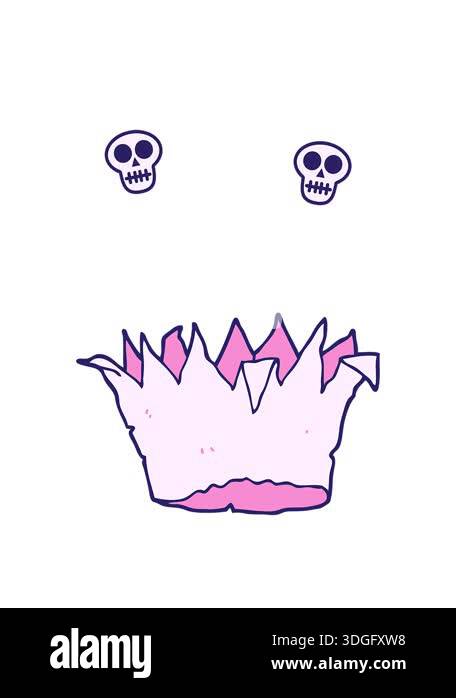 spinning skulls animation of cartoon paper crown Stock Video Footage ...