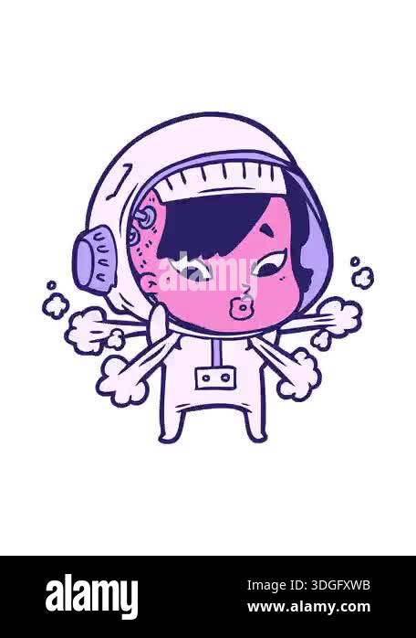 shivering motion animation of cartoon astronaut woman design Stock ...