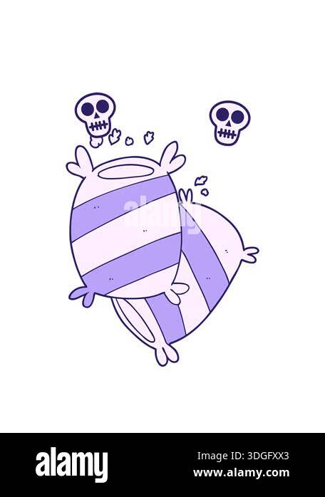 spinning skulls animation of cartoon pillows Stock Video Footage - Alamy