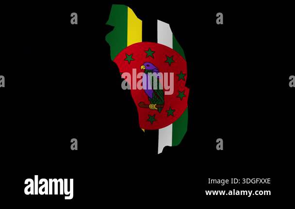 Looping animation of the Dominica flag as a map with a transparent ...