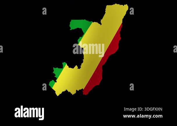 Looping animation of the Congo flag as a map with a transparent ...