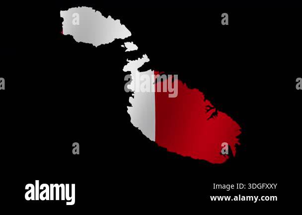 Looping animation of the Malta flag as a map with a transparent ...