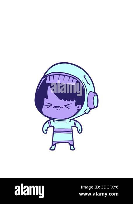 stretching up animation of an angry cartoon space girl Stock Video ...