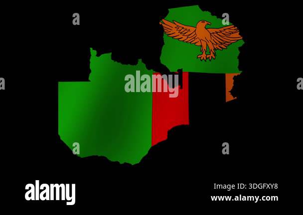 Looping animation of the Zambian flag as a map with a transparent ...