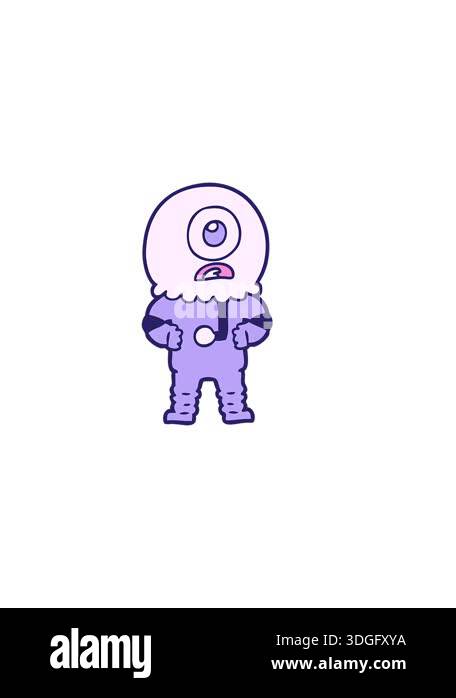 horizontally vibrating animation of cyclops alien spaceman cartoon ...