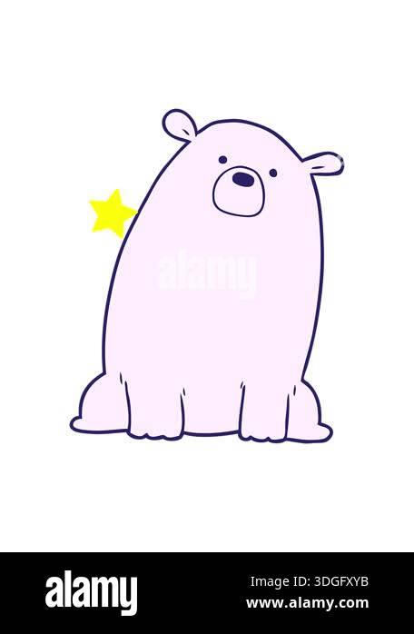 twinkling stars effect animation of drawing of a cartoon polar bear ...