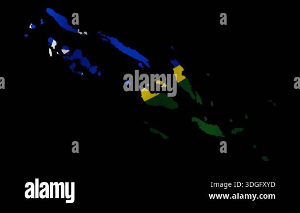 Looping animation of the Solomon Islands flag as a map with a ...