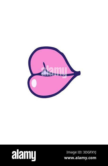 attention grabbing animation of cartoon doodle red lips Stock Video ...