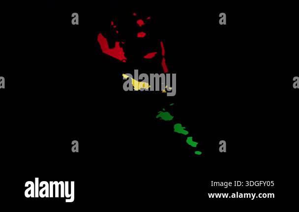 Looping animation of the Vanuatu flag as a map with a transparent ...