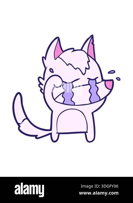 vibrating motion animation of cartoon crying wolf rubbing eyes Stock ...