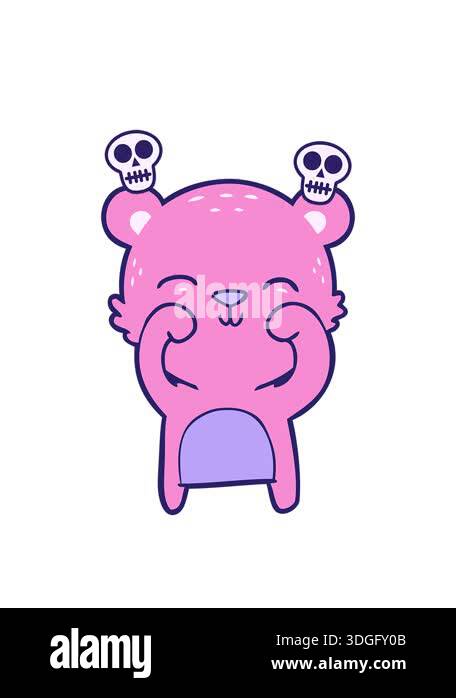 spinning skulls animation of happy cartoon of a bear Stock Video ...