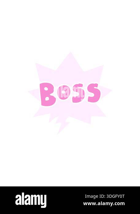 sales flash animation of cartoon word boss with speech bubble in retro ...