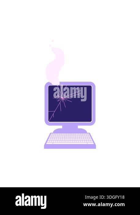 popping motion animation of broken computer graphic vector illustration ...