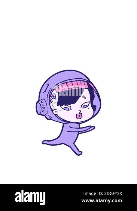 stretching up animation of astronaut woman doodle Stock Video Footage ...