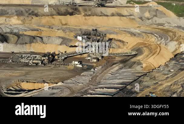 open pit, brown coal mine, lignite mine. Tagebau, Hambach, aerial views ...