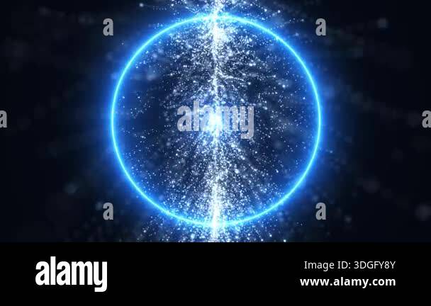 Glowing blue energy sphere with flowing particles and light core ...