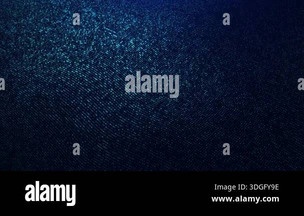 digital glowing wave of particles and dots moves across a dark ...