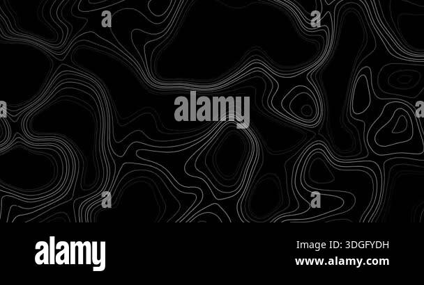 Abstract technological animated topographic map with contours. Moving ...
