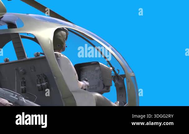Classic Military OH-6 Cayuse Helicopter 3D Animation for VFX Blue ...