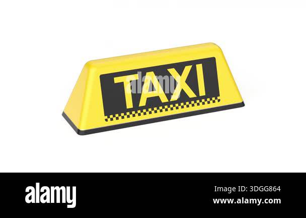 Yellow taxi sign on white background Stock Video Footage - Alamy