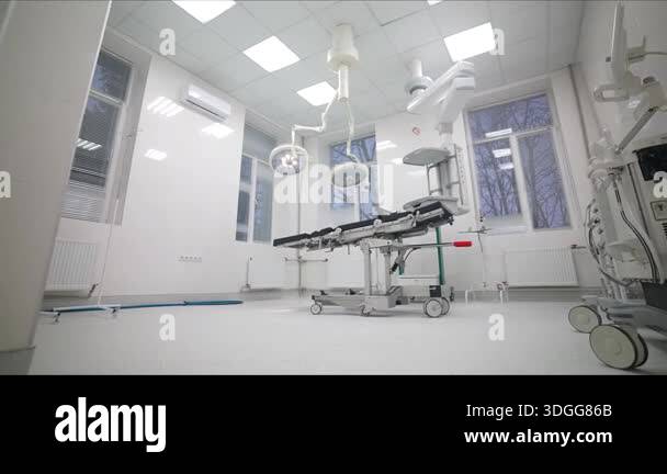 An empty operating room in a modern hospital. Interior of an operating ...