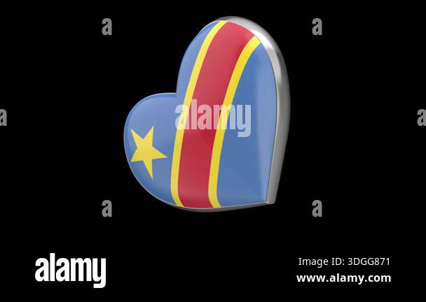 Spinning heart with flag of the Democratic Republic of the Congo on ...