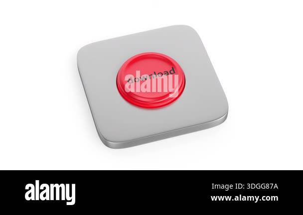 Red round download button on white background Stock Video Footage - Alamy