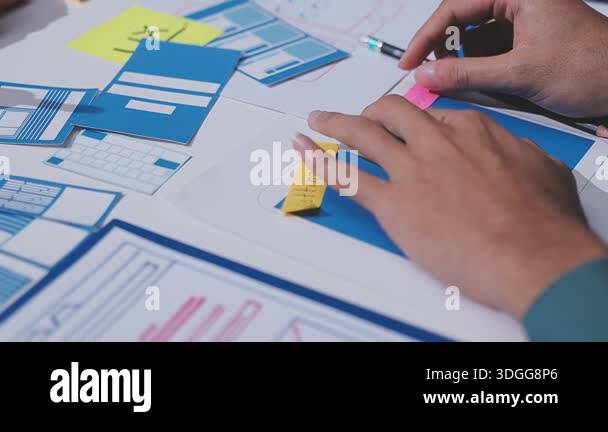 team of UI UX web designer are working together to develop mobile ...