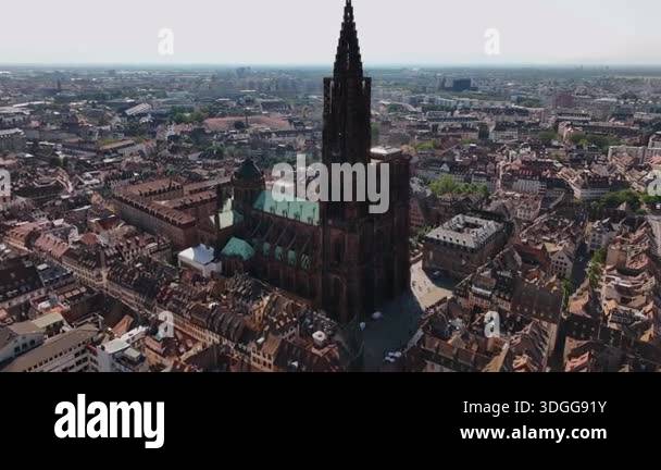 Strasbourg, France. Cathedral at Summer morning. Cathedrale Notre-Dame ...