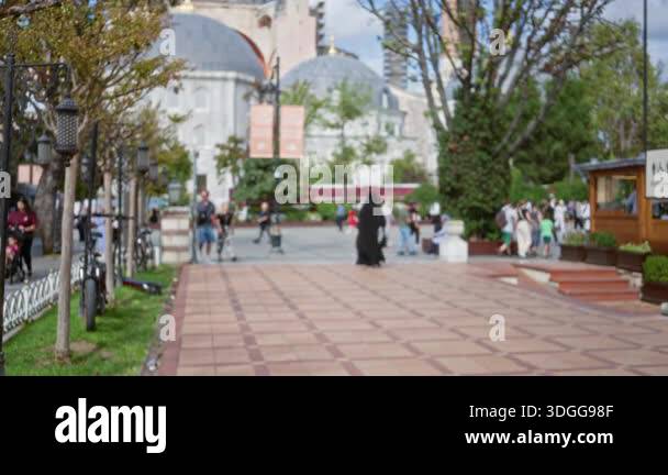 Istanbul street scene captured with soft defocused bokeh, tiled ...