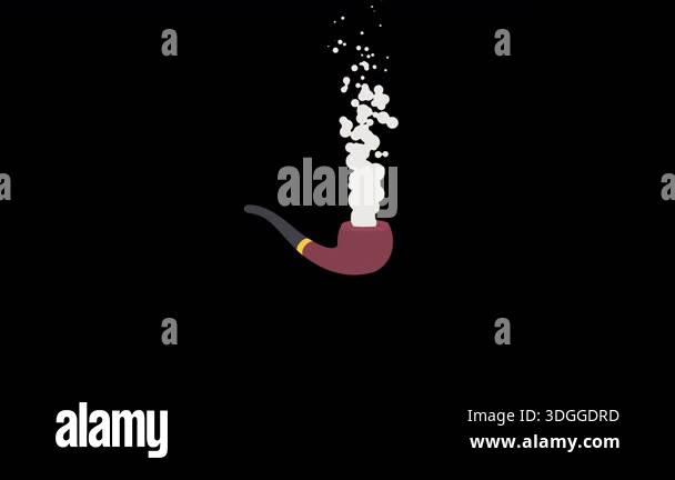 Flat Design Tobacco Pipe with Rising Smoke 2D Animated Motion Graphic ...