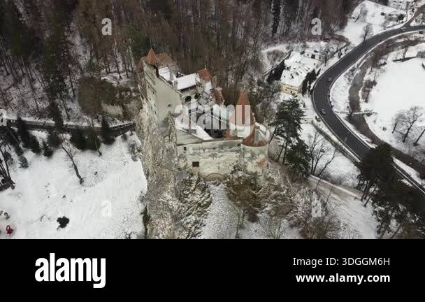 Cinematic aerial drone video of Bran Dracula Castle, legendary Dracula ...