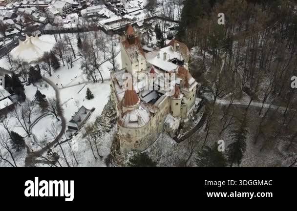 Cinematic aerial drone video of Bran Dracula Castle, legendary Dracula ...