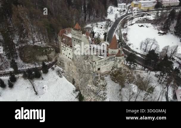 Cinematic aerial drone video of Bran Dracula Castle, legendary Dracula ...