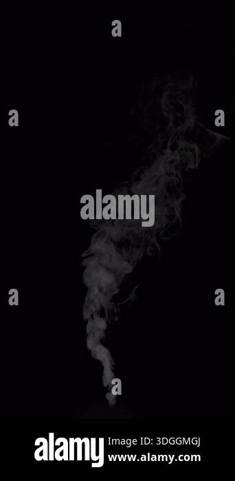 Slow Motion Shot of Slowly Rising Steam, Isolated on Black Background ...